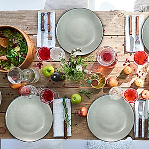 Mezchi 4 Pack Ceramic Dinner Plates, 10 Inch Ceramic Plates Set, Round Kitchen Plates for Restaurant, Party, Microwave, Oven and Dishwasher Safe