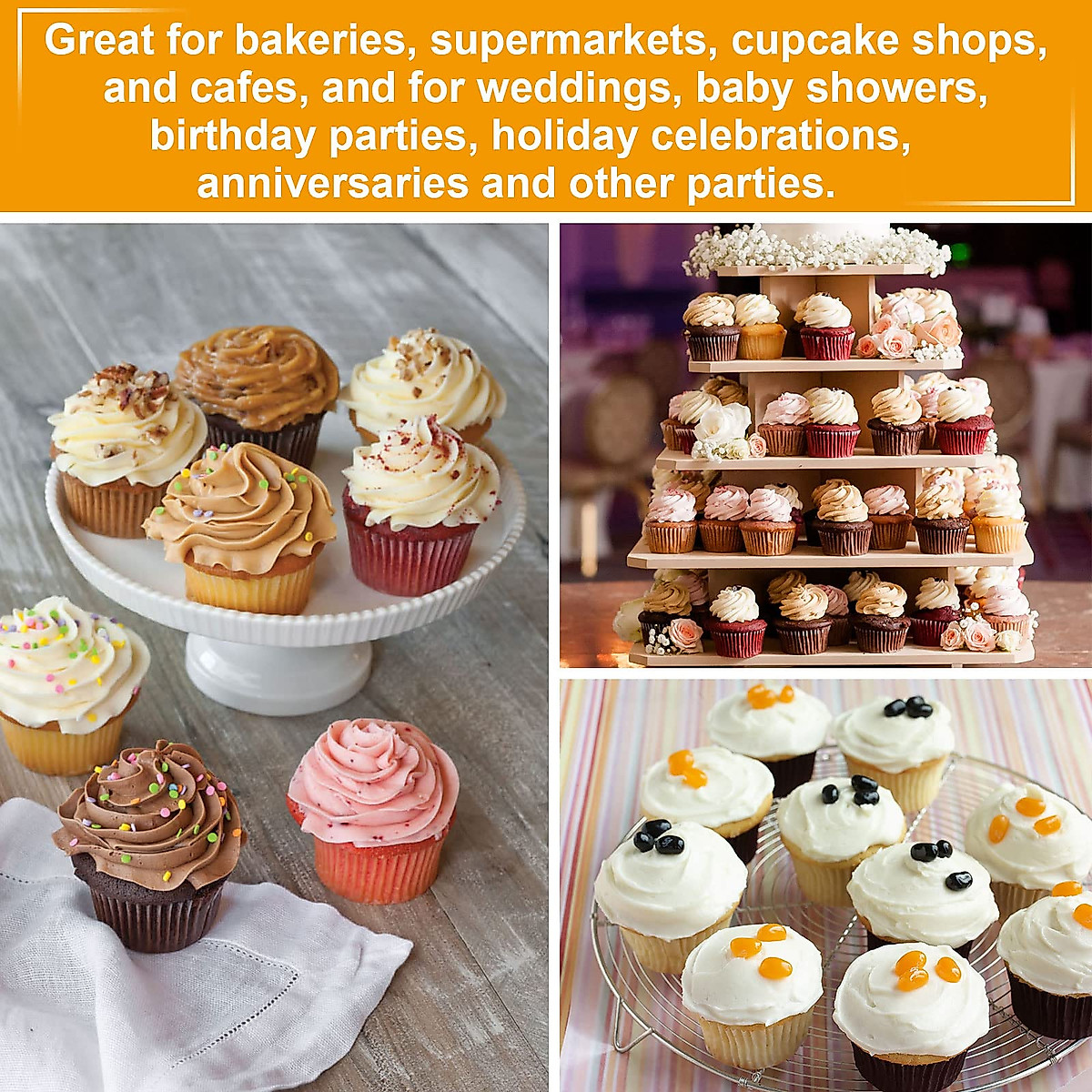 (12 Count x 12 Pack) Cupcake Containers 12 Count Cupcake Boxes Plastic Cupcake Carrier Cupcake Holders for 12 Cupcakes Clear Plastic Disposable Cupcake Container with High Tall Dome Lid Cupcake Trays