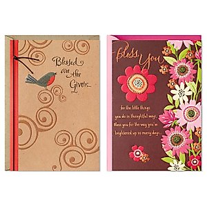Hallmark Mahogany Religious Thank You Cards, Pack of 2 (Blessed) for Nurses Day, Administrative Professionals Day, Clergy and More