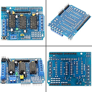 DKARDU 2 pcs L293D DC Motor Drive Expansion Shield Stepper Motor Drive Shield Expansion Board with DC Female Cable for Arduino Duemilanove Raspberry Pi