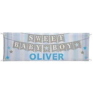 Let's Make Memories Personalized Sweet Baby Banner - Blue Baby Banner - Welcome Baby Banner - Customized Baby Shower Decor - 6 Feet Long