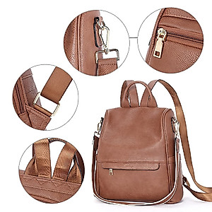 CLUCI Women Wallet Large Leather Zip Around Card Holder Travel Clutch Wristlet Two-toned Brown Bundles with Women Backpack Purse Leather Large Travel Bag Ladies Shoulder Bags Red-Brown