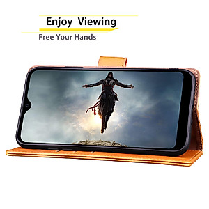 SUANPOT for Samsung Galaxy A12 with RFID Blocking Leather Wallet case Credit Card Holder, Flip Folio Book Phone case Shockproof Cover for Women Men for Samsung A12 case Wallet (Light Brown)