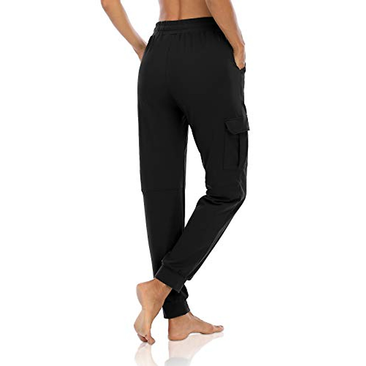 DIBAOLONG Womens Cargo Pants Lightweight Hiking Joggers Quick Dry Athletic Workout Sweatpants with Pockets Black M