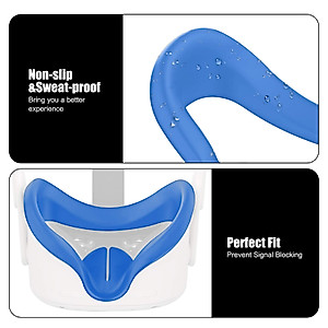 MASiKEN Silicone VR Face Cover for Oculus Quest 2 Face Pad - Meta Quest 2 Washable Nose Pad Light Blocker, Sweatproof Comfort Quest 2 Insert VR Mask Accessories (Blue)