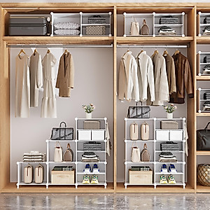 AWTATOS Closet Organizer 6 Cube Storage Shelves Portable Closet Clothes Organizers and Storage Stackable Cubby Shelving for Closet Bedroom Living Room Office White