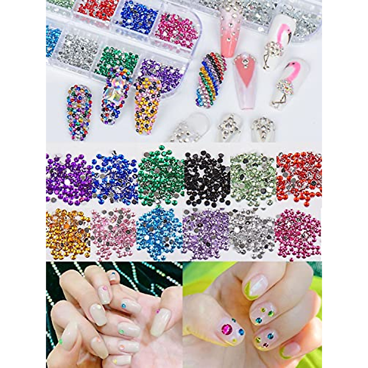 Spearlcable Nail Art Decoration Kit,48 Sheets Nail Stickers Crystal Rhinestones Set 3D Holographic Butterfly Glitter Fruit Nail Art Slices Iridescent Nail Sequins for Acrylic Nail Art