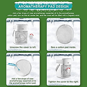 Portable Air Conditioner, Rechargeable Personal Air Cooler, USB Air Conditioner Fan with 3-Speed, Cordless 3 in 1 Mini Air Conditioner Desk Spray Fan, Quiet Aroma Diffuser Fan with Handle for Home/Camping/Desk