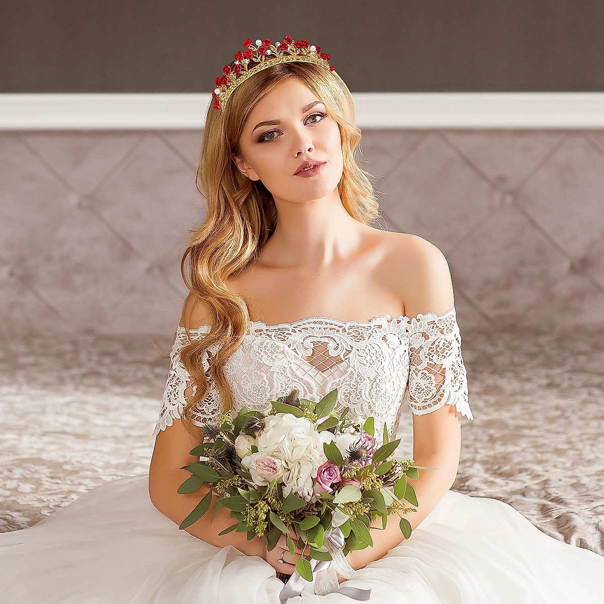 Rose Crown Rose Tiaras for Women Rose Designed Bride Headdress Wedding Hair Crown Rose Rhinestone Crown Wedding Girl Tiara Headdress