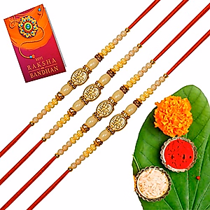 RAKHI MELA for Brother / / bracelet / Set of 4 / Designer / Raksha bandhan / Rudraksha / Indian / / Gift / / 398, SID398, Free size, multicolored
