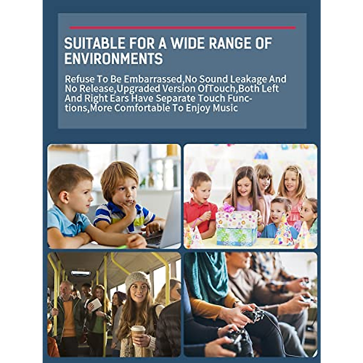 Togetface Kids Wireless Headphones - Cool Shape with Bluetooth 5.1 Headphones, Built-in Microphone, 36 Hours Playtime, IPX5 Waterproof, Touch Control, Suitable for, Sports, Travel, Work, etc.