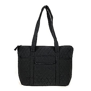 EGFAS Quilted Handbag Purse Shoulder Bag Pocketbook (Medium Solid Black)