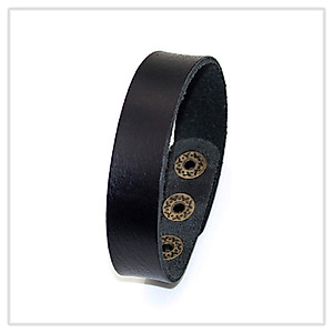 Mgutillart Punk Vintage Alloy Buckle Wristband Leather Cuff Bracelet(Black)