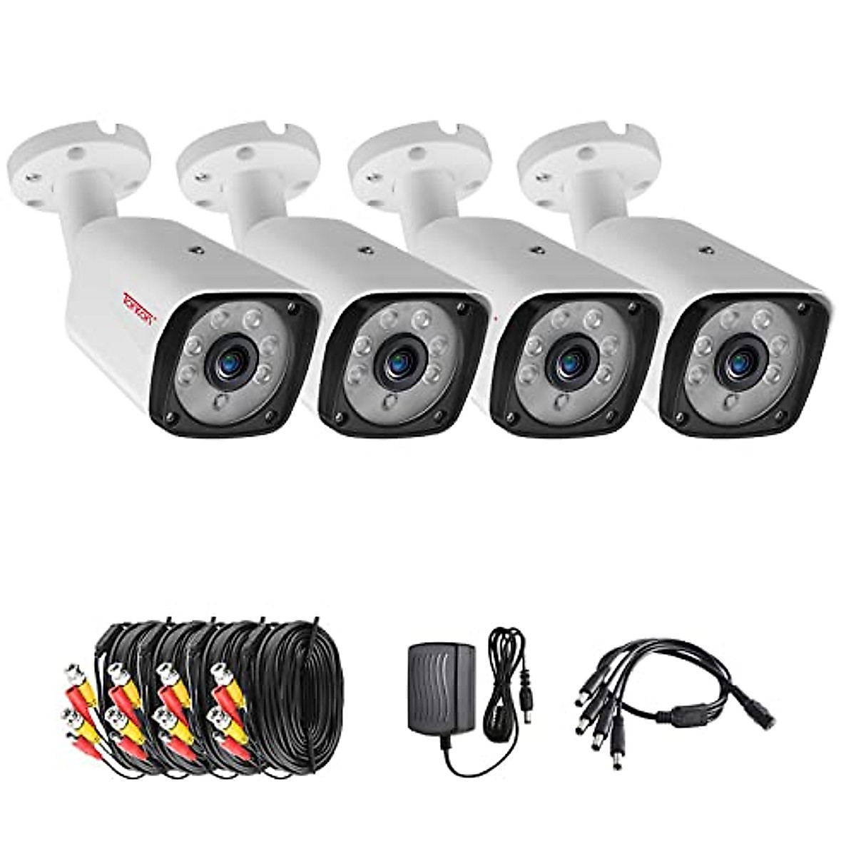 Tonton 4 Pack 1080P Wired CCTV HD Security Analog Bullet Camera Outdoor,Supports HD TVI Model,Aluminum Metal Housing,90° Viewing Angle,Suitable for Hybrid 5 in 1 DVR Recorder