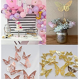 3D Butterfly Wall Stickers, 48PCS Gold Butterfly Wall Decals Decorations Stickers with 4 Patterns Butterflies Gold Party Decoration for Home Nursery Classroom Kids Bedroom Decor