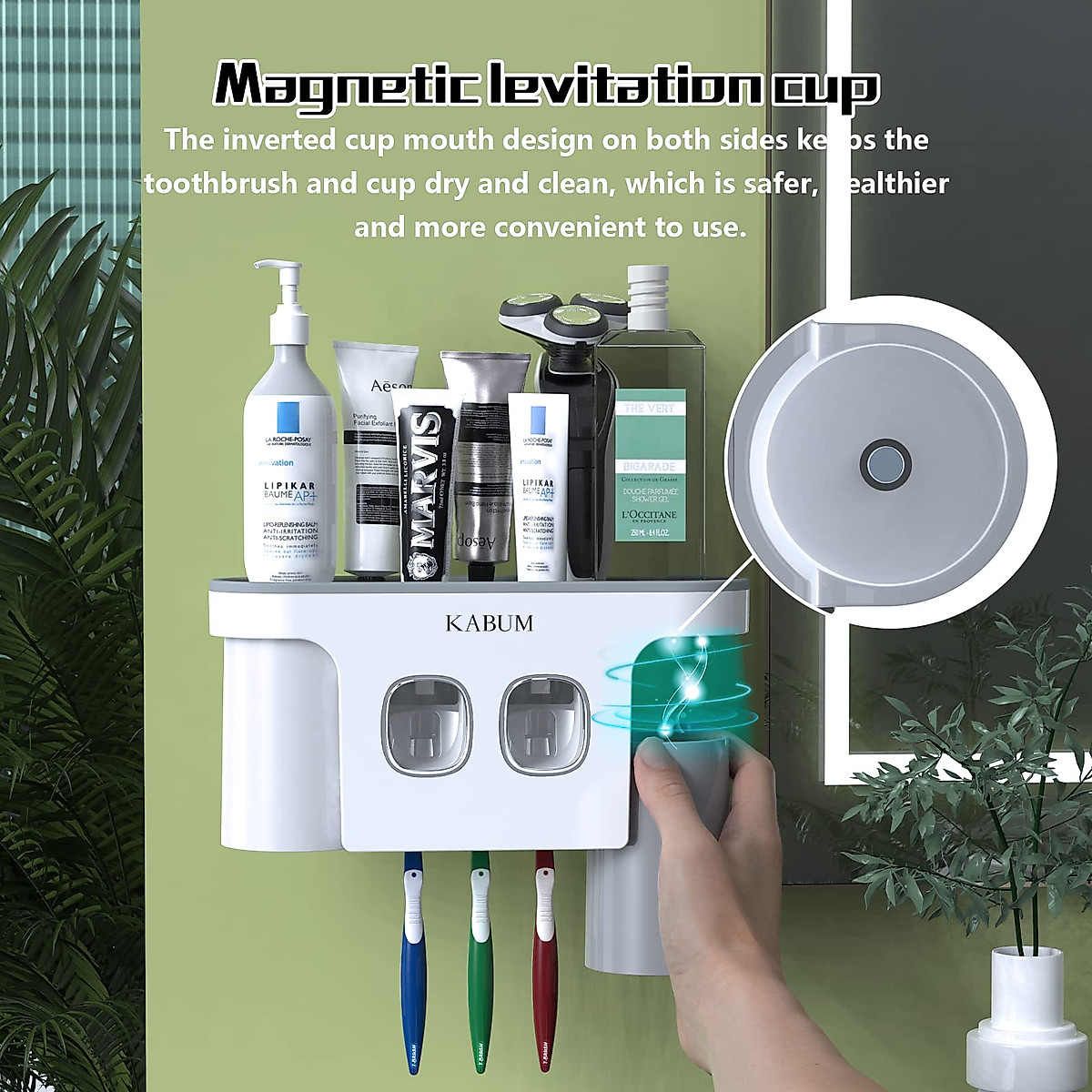 Toothbrush Holders for Bathrooms Toothpaste Dispenser - 2 Cups Automatic Toothpaste Squeezer Wall Mounted, Ideal Bathroom Accessories Organization