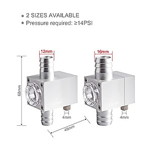 Clscea External Inline CO2 Diffuser Atomizer Aluminum Alloy for Planted Aquarium 16 mm