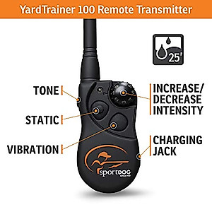 SportDOG Brand YardTrainer Family Remote Trainers - Rechargeable, Waterproof Dog Training Collars with Static, Vibrate, and Tone, 100 Yard Range - YT-100