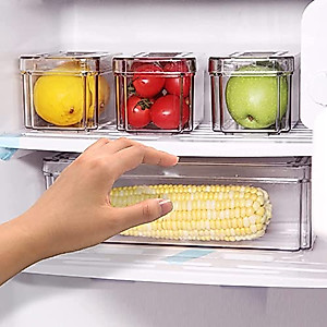 Ellennice 7 Pack Fridge Organizers-Stackable Refrigerator Organizer,Clear Plastic Storage Bins, BPA-Free Fridge Organizers and Storage Clear for Food, Drinks, Fruits, Vegetable Storage