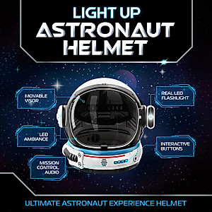 AEROSQUAD Kids Astronaut Costume with Helmet, NASA Space Helmet Suit for Kids & Adults with LED Lights, Movable Visor & Mission Sounds Astronaut Suit Kids, Role Play Halloween Dress for Boys & Girls.