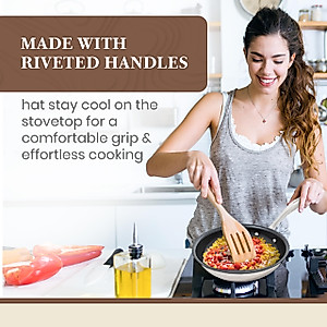 Non Stick Frying Pans Tuxton Concentrix 2pc Stainless Steel Pan Set - Stove & Oven Compatible 8 & 11in Ceramic Frying Pan with Riveted Handles Cobalt Blue