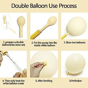 Ivory Balloon Garland - Double Stuffed Cream Beige Balloons Different Sizes 18/12/5 in Pastel Nude White Sand Balloon Arch Kit for Baby Shower Bridal Wedding Birthday Party Decoration