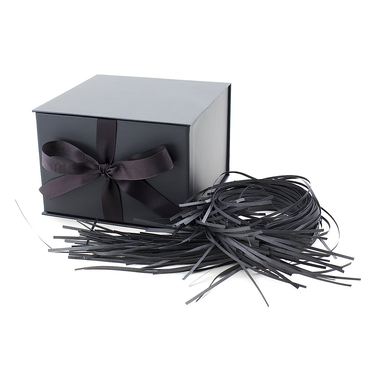 Hallmark 7" Gift Box with Lid and Paper Fill (Solid Gray) for Christmas, Weddings, Graduations, Father's Day, Anniversaries, Valentines Day, Grooms Gifts and More