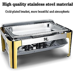 Stainless Steel Chafing Dishes with Lid for Parties, 9L Commercial Food Warmer for Buffet, Buffet Server with 3 Kind of Warming Tray for Holidays, Catering, Home Dinners