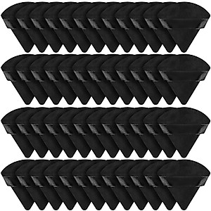 48 Pcs Velour Triangle Powder Puff Soft Velour Makeup Puff Velour Puffs for Face Powder Makeup Triangle Sponges for Wet and Dry Cosmetic Foundation Loose Mineral Powder Body Makeup Tool (Black)