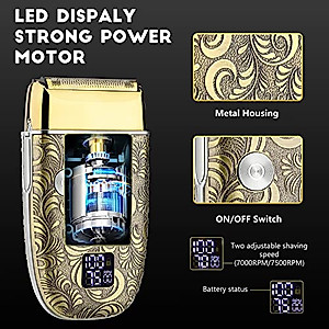 Saoilli Foil Shavers for Men,Electric Shavers for Men,Double Foil Head Shaver,Bald Head Shaver,Cordless Barber Shaver Beard Trimmer,Razor for Men,Waterproof 2 Speeds Barber Supplies Men’s Grooming Kit