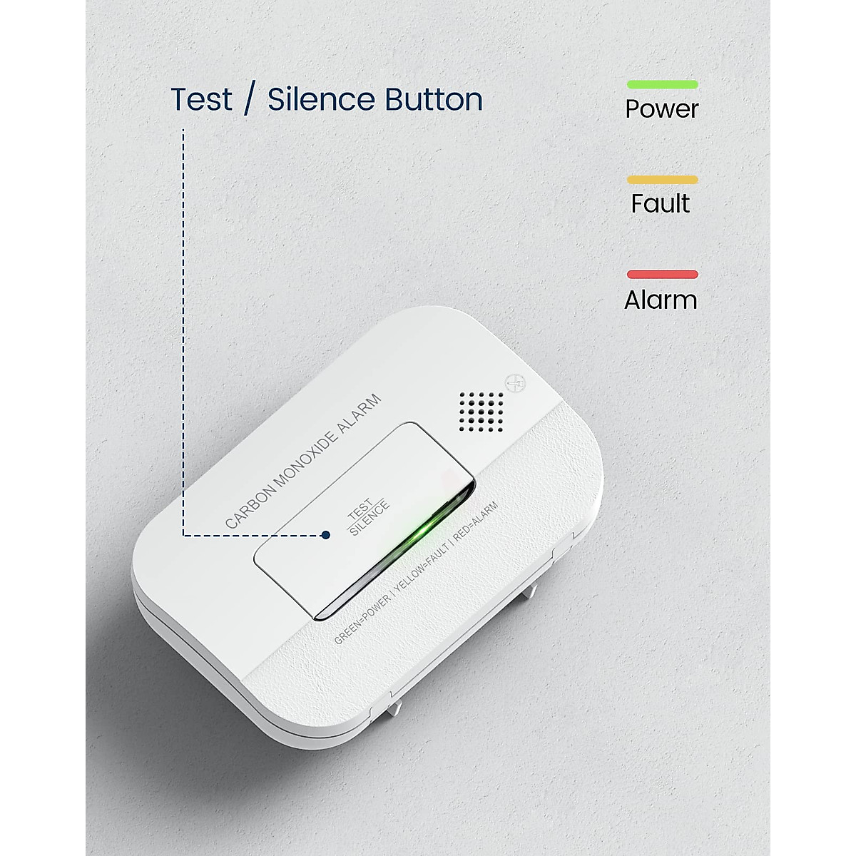 Ecoey Carbon Monoxide Detector, Replaceable Battery-Operated CO Detector with Human Alarm Sounds and Test Button, Carbon Monoxide Alarm for House and Bedroom, FJ127, 1 Pack