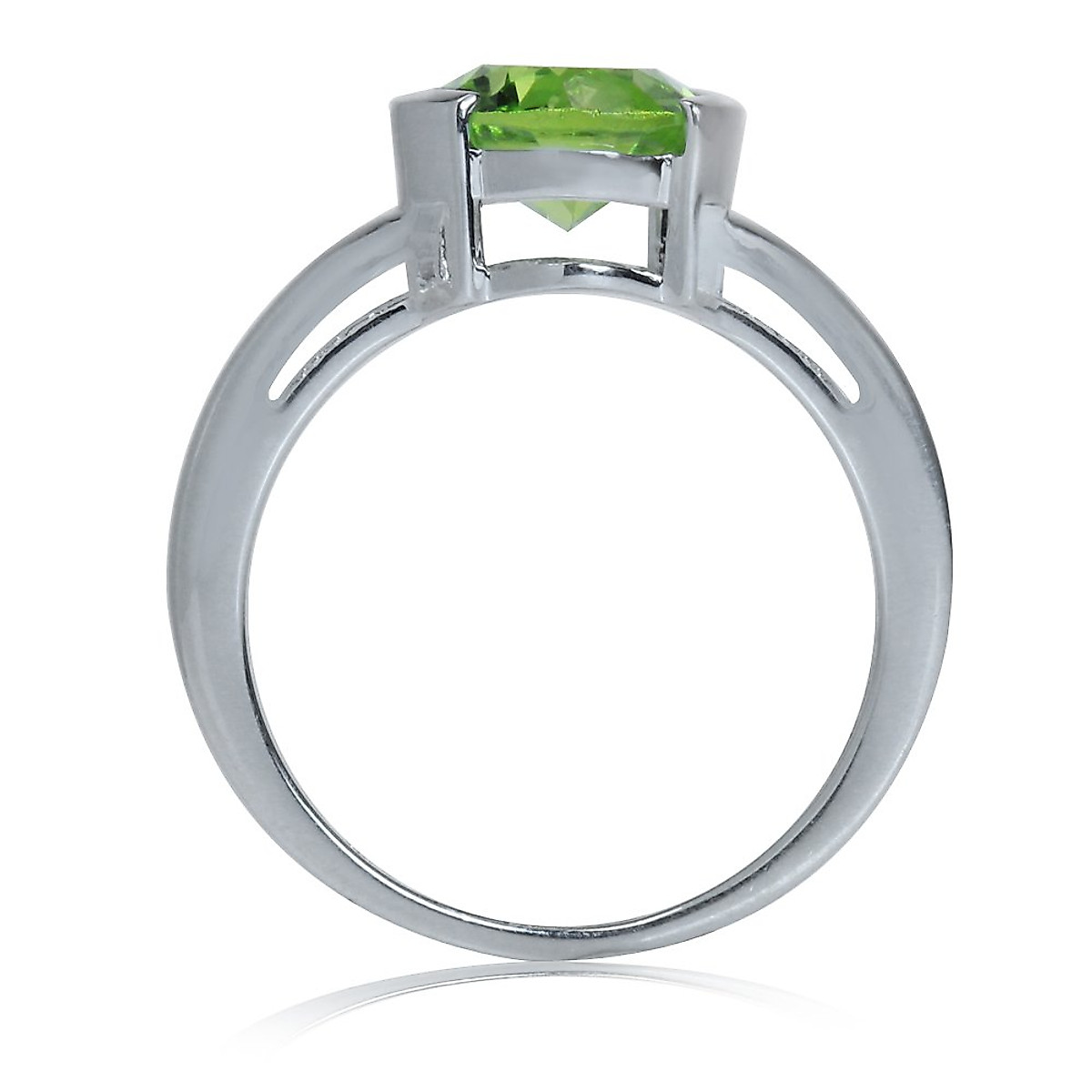Silvershake 2.46ct. 10X8mm Natural Oval Shape Peridot White Gold Plated 925 Sterling Silver Solitaire Ring Size 10