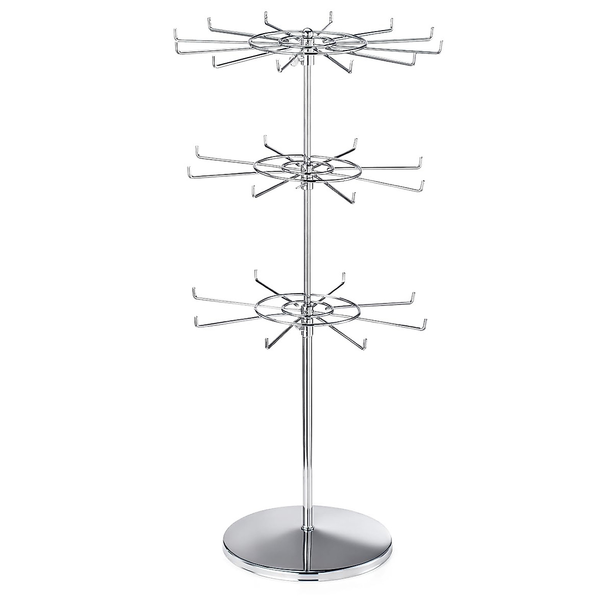 APL Display-Display Stand 3 Tier Jewelry Display Holder, Metal Necklace Display Stand, Adjustable Spinning Display Rack for Necklaces, Bracelets, Earrings, Ring