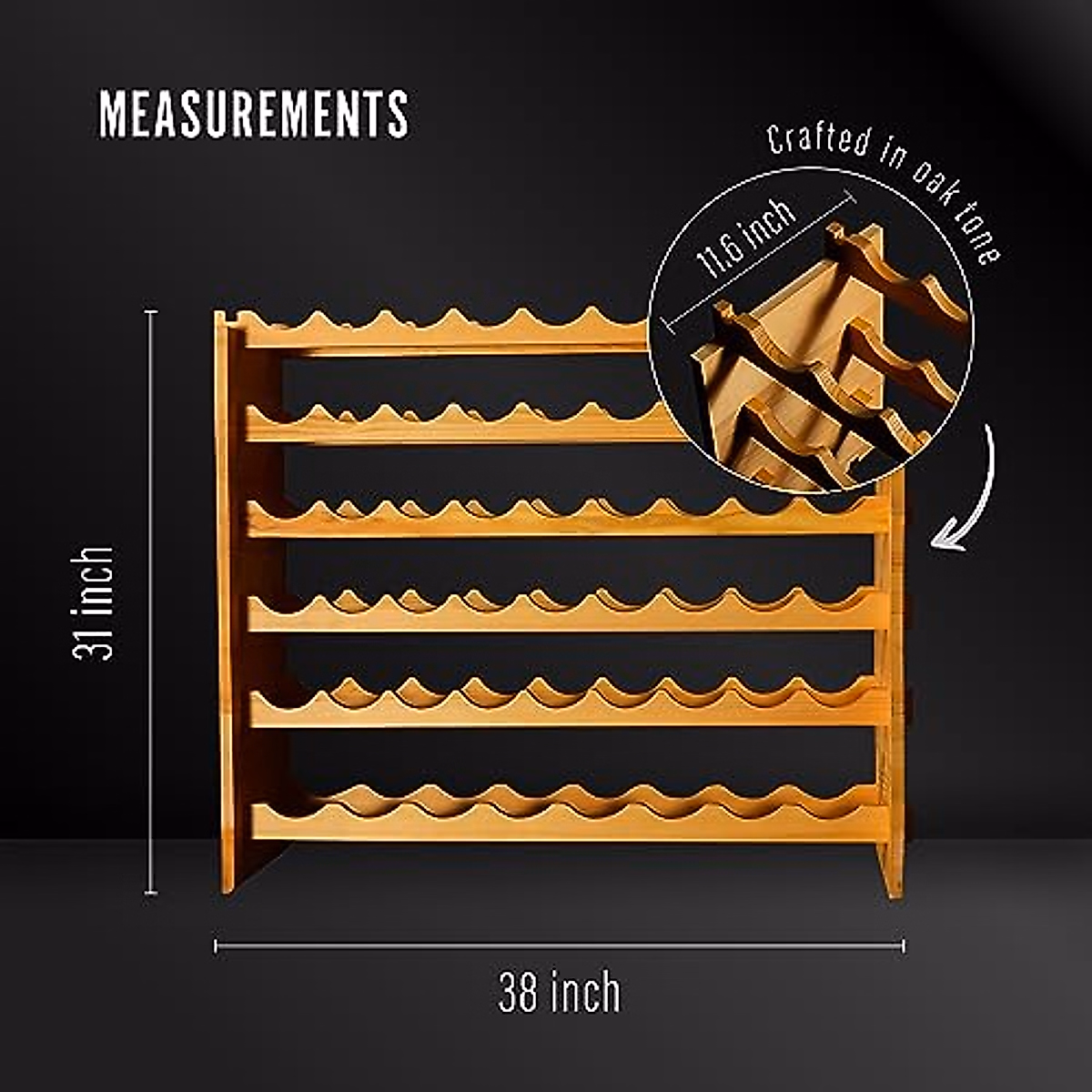 Uva Nova Large Wine Rack | Wine Rack Wood | Wine Cellar Racks | 53 Bottle Wine Bottle Storage | Pine Wood Magnum Bottle Wine Rack Fits 8 Magnum Bottles