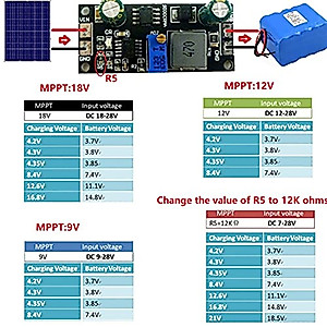 9V/18V Lithium Battery Charger Board, MPPT 3.7V 7.4V Solar Charging Controller Board, Lithium Battery Protection Charger Module (18V)