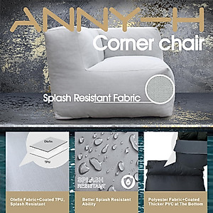 Dineli Modern ANNY-H Corner Chair Outdoor Furniture Patio Couch Creating a Unique Patio Garden Modular Contemporary Sofa (Light Gray)