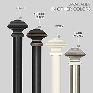 Ivilon Window Treatment Curtain Rod - Square Finials, 1 1/8 in Rod, 72 to 144 Inch, Antique Black