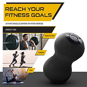 Nextrino Peanut Massage Ball, 4-Speed Vibrating Foam Roller Massager, Deep Tissue Muscle Pain Relief for Lower Back Shoulder Calf Arm, Myofascial Release Therapy for Anywhere Workout Recovery