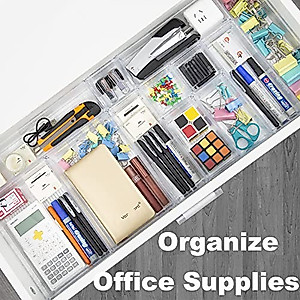 Kutesna 24 PCS Plastic Clear Drawer Organizer,Makeup Organizer Desk Drawer Organizers for Bathroom, Kitchen, Dresser, Closet
