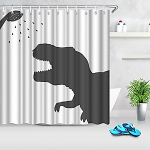 VividHome Animal Dinosaur Fabric Shower Curtain Dinosaur Silhouette Waterproof Polyester Fabric Bathroom Set with Hooks Animal Home Decor 72x72IN