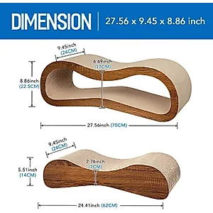 2 in 1 Cat Scratcher Cardboard Lounge Bed, Cat Scratching Board, Durable Board Pads Prevents Furniture Damage,Large