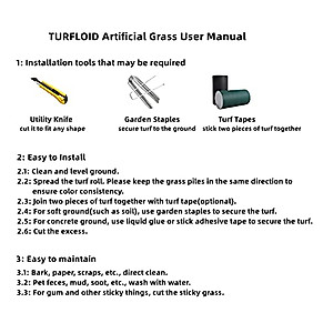 turfloid Deluxe Artificial Grass Rug 3 ft x 5 ft, 1.6" Fake Grass Turf Mat for Indoor Outdoor Pet Dog Balcony Patio Garden Yard Lawn Landscape