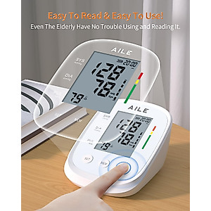 Blood Pressure Monitor, AILE Blood Pressure Machine Upper Arm Large Cuff(8.7"-16.5"), High Automatic Blood Pressure Monitors Cuff for Home Use, (BP) Manual Arm Blood Pressure Monitors, 2 * 99 Memory
