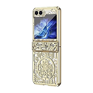 Phone Case Slim Case Compatible with Samsung Galaxy Z Flip 5 with Hinge+Camera Lens Protector,Thin Hard PC Case Fashion Protective Case for Galaxy Z Flip 5 Rugged Electroplating Cover phone protector