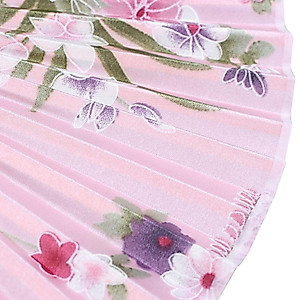 RAZZUM Bamboo Frame Fabric Pattern Dance Wedding Foldable Handbag Pink fan