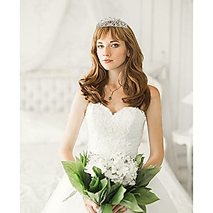 CURASA Silver Crystal Crowns with Comb Pretty Tiaras for Women Princess Crown for Girls Birthday Crown Tiara for Bridal Wedding Headband Quinceanera Prom Costume Elegant Hair Accessories for Women