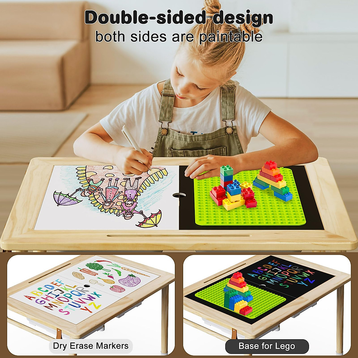 Sensory Table for Toddlers 1-3 - Multifunction Toddler Activity Table with Block Lid & 2 Storage Bin,Sturdy Play Sand Table,Kids Table for Indoor and Outdoor,Christmas and Birthday Gifts