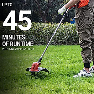 Cordless String Trimmer & Edger, T TOVIA 10 Inch Electric Weed Eater with LCD Power Display, Handle and Height Adjustable Grass Trimmer for Garden Yard, 21V 2.0Ah Battery and Charger Included