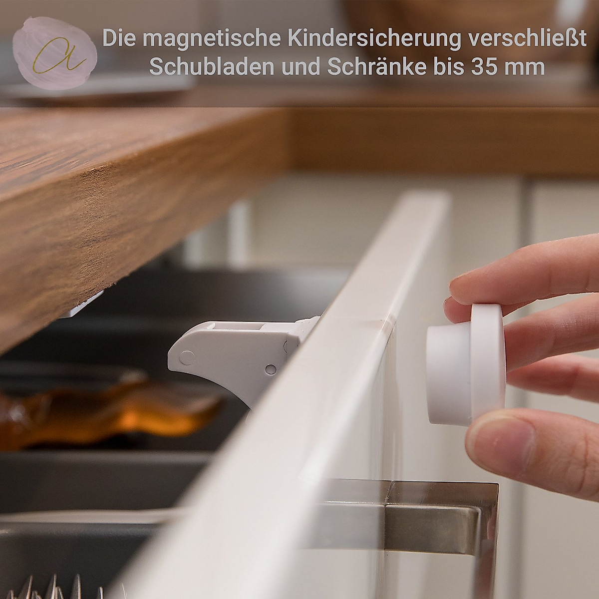 Avantina Cabinet Locks Child Safety I 4X Magnetic Cabinet Locks I Baby Proofing and Easy to Install I for Cabinets and Drawers