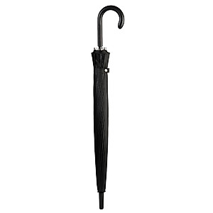 totes Large Eco Auto-Open 24 Rib Stick Umbrella with a Classic J Hook Curved Handle, Black